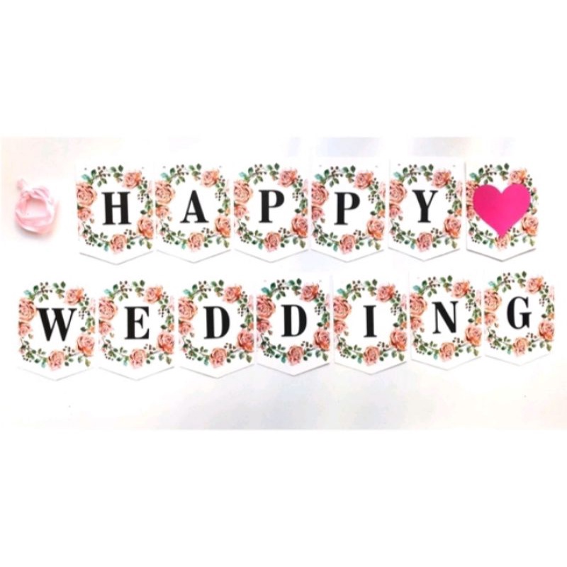 Jual BANNER HAPPY WEDDING / RANGKAIAN HAPPY WEDDING / TULISAN HAPPY ...