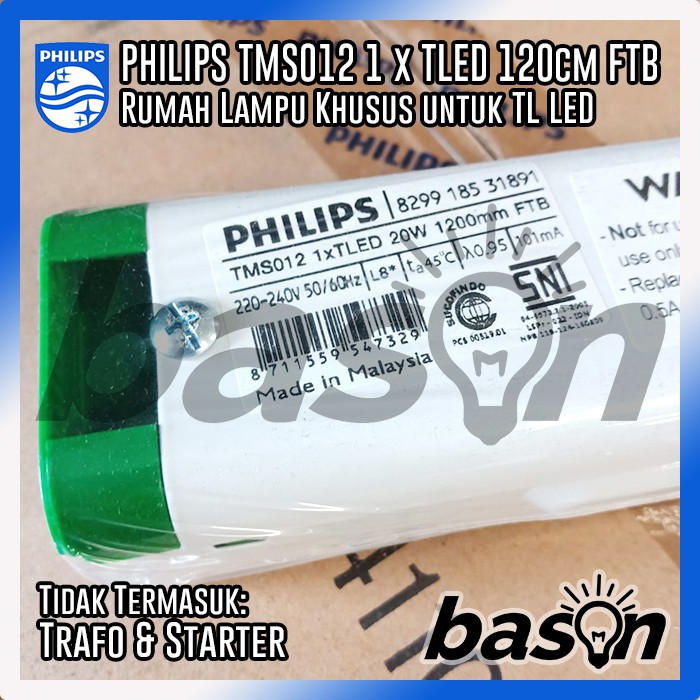 Jual PHILIPS TMS012 1xTLED 1200mm FTB - Rumah Lampu 120cm untuk TL LED ...