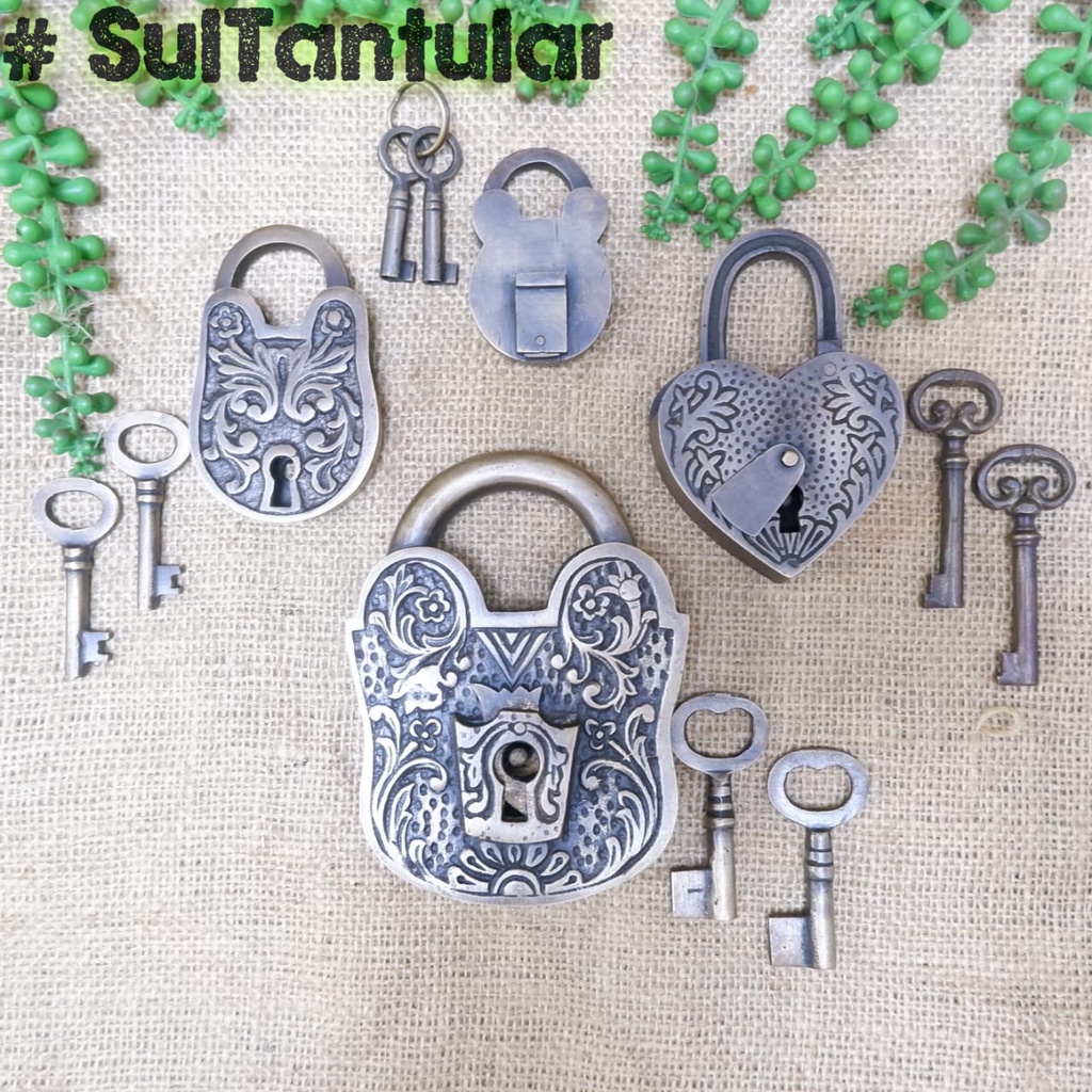 Jual KUNCI GEMBOK BESAR BAHAN FULL KUNINGAN MOTIF POLOS & BATIK MODEL ...