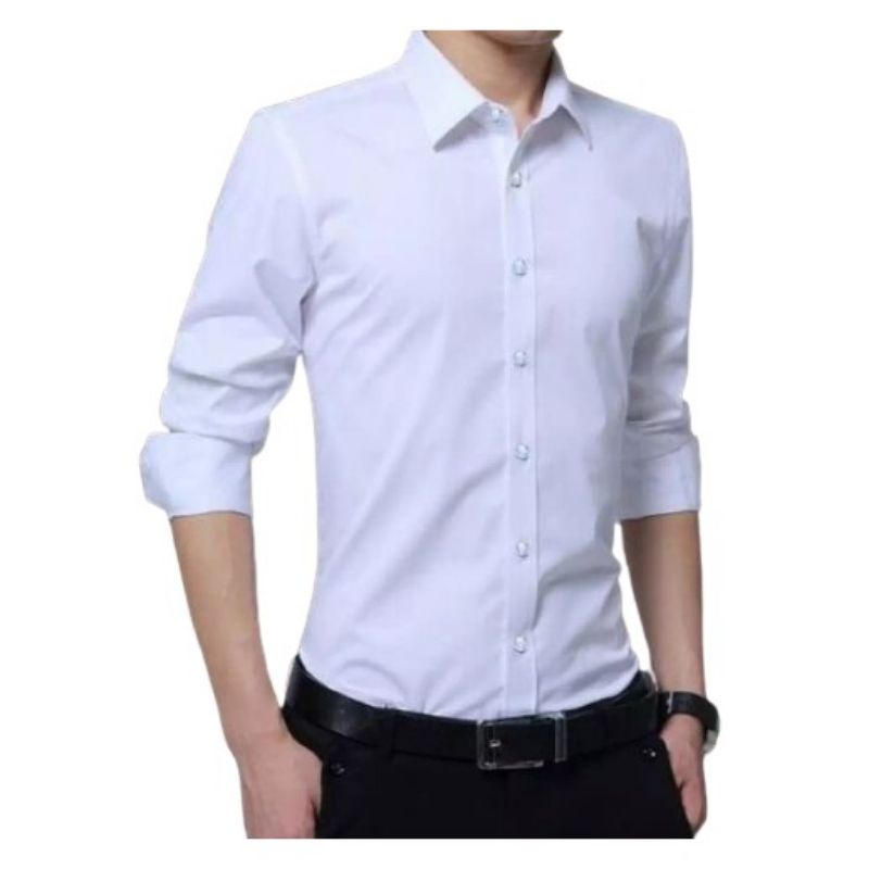 Jual Kemeja pria SLIM FIT lengan panjang polos JUSMAN | Shopee Indonesia