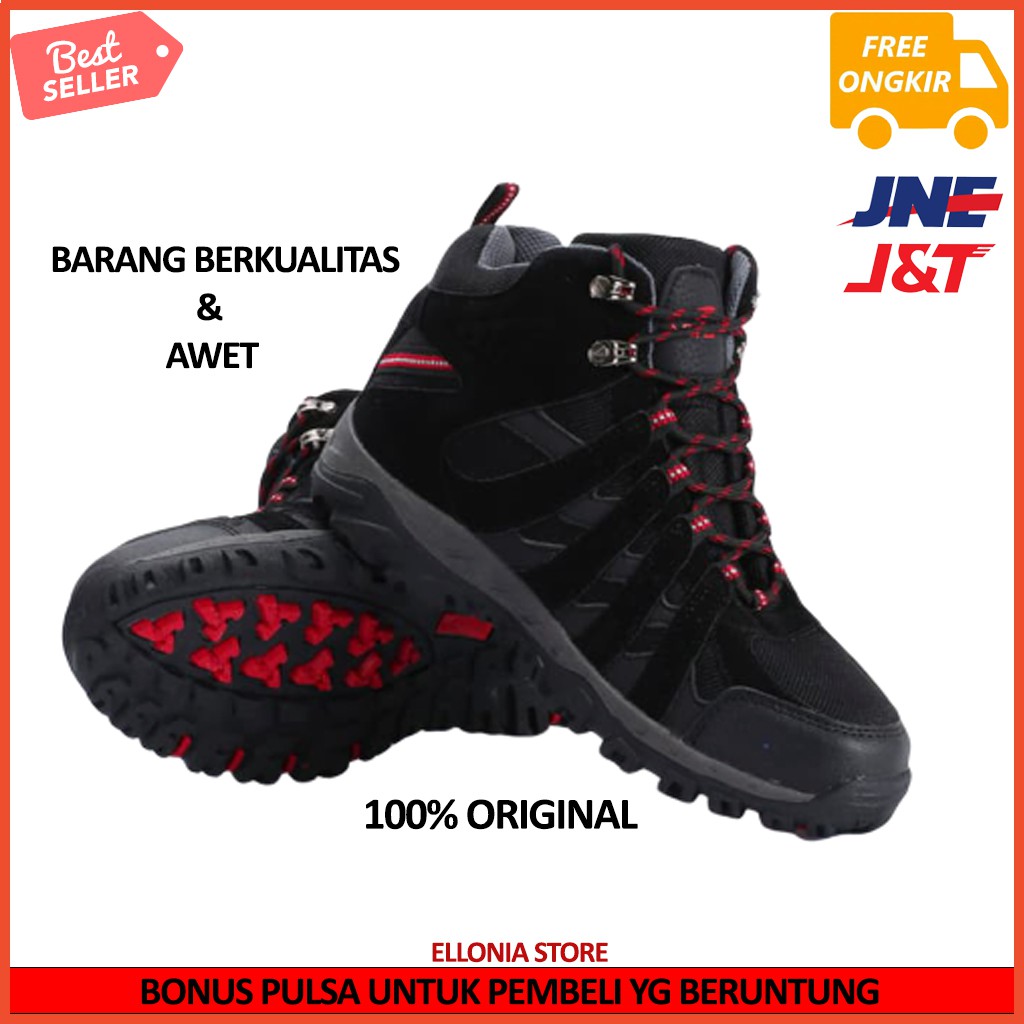 Jual Sepatu Pria Cowok Berkualitas Gunung SNTA Original 476 Black Red ...