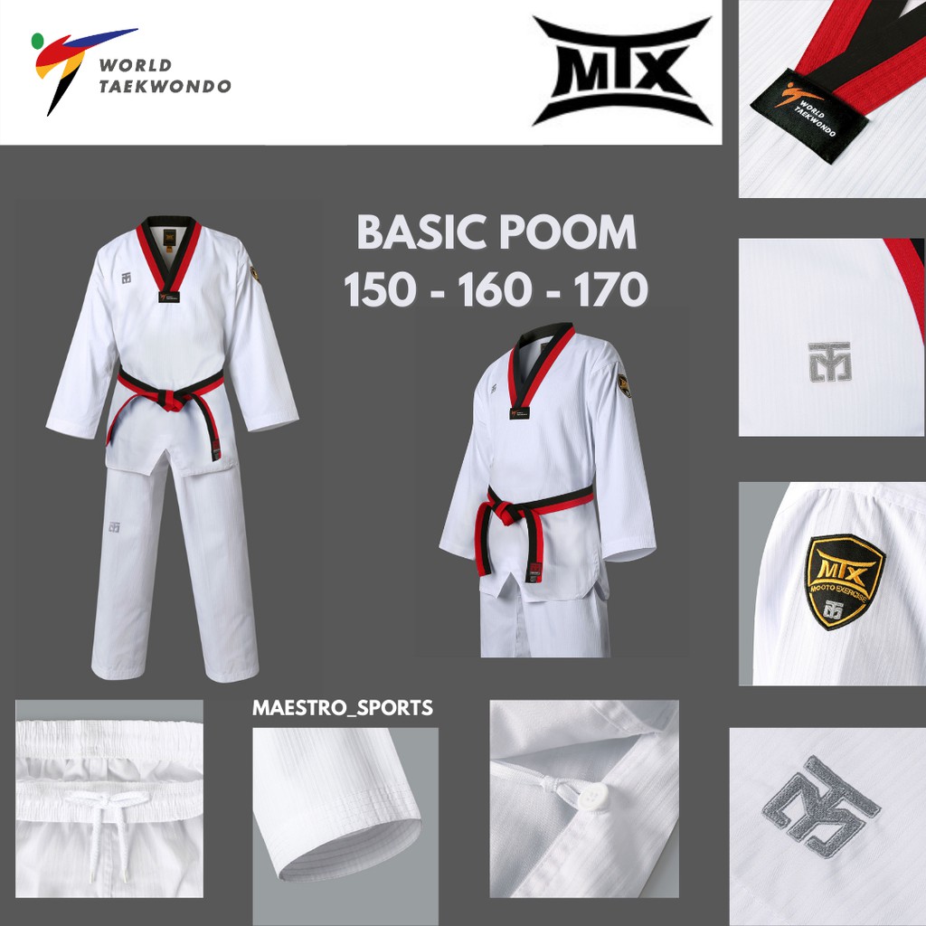 Jual MTX Basic POOM TKD Uniform (Baju Taekwondo) - Size 150-170 | Shopee Indonesia