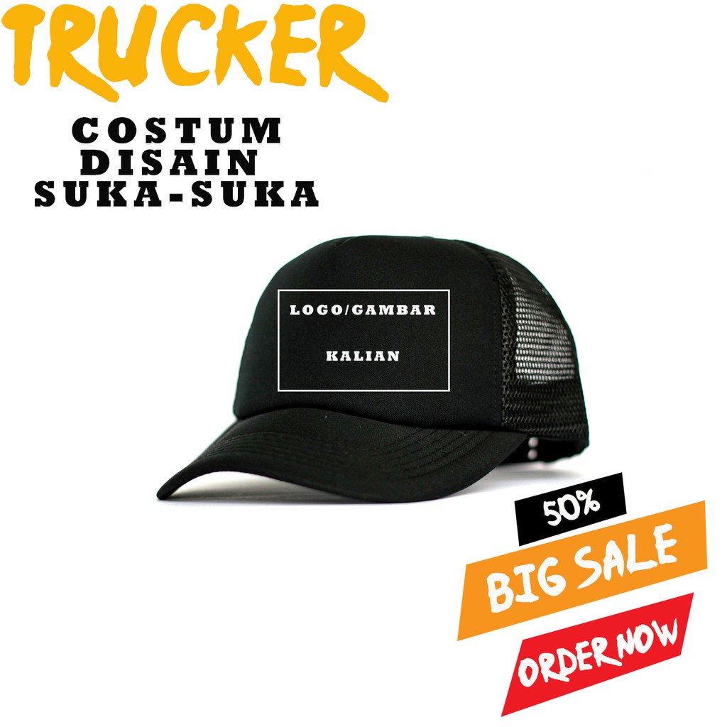 Jual Topi trucker + custom gambar / logo | Shopee Indonesia