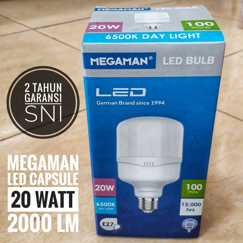 Jual MEGAMAN Lampu LED 20 Watt 20w Garansi 2 Tahun SNI - Putih 6500K | Shopee Indonesia
