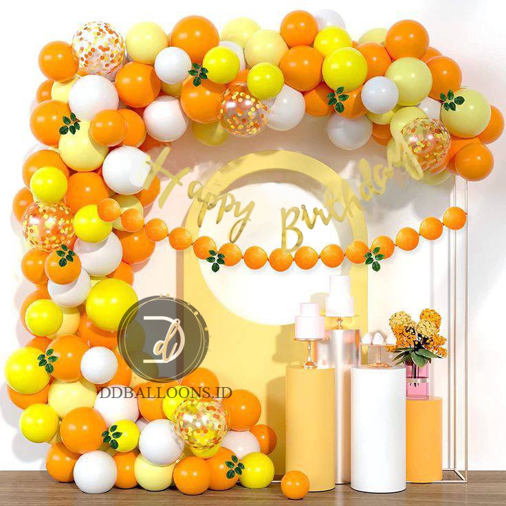 Jual DDBALLOONS PAKET ULANGTAHUN TEMA KUNING ORANGE YELLOW 110 BALON ...