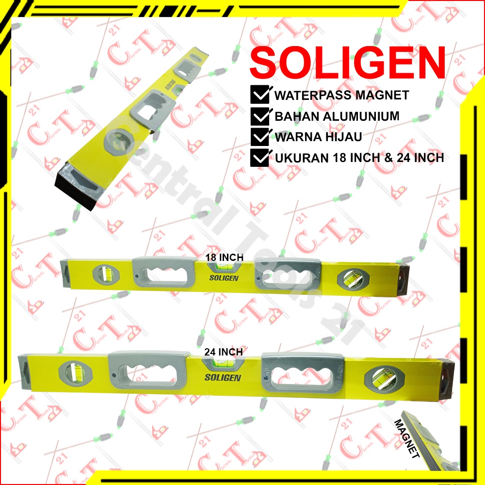 Jual Waterpass Magnet Hijau Soligen 18" & 24" Waterpas High Quality ...