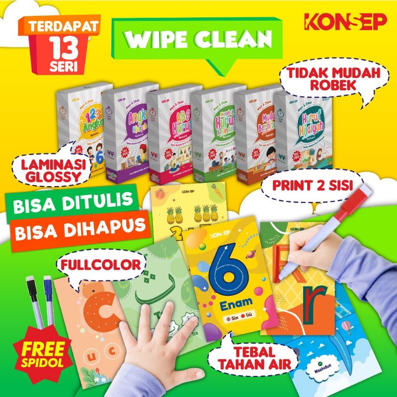 Jual [FREE SPIDOL] Konsep Flashcard Wipe and Clean / Flash Card ...