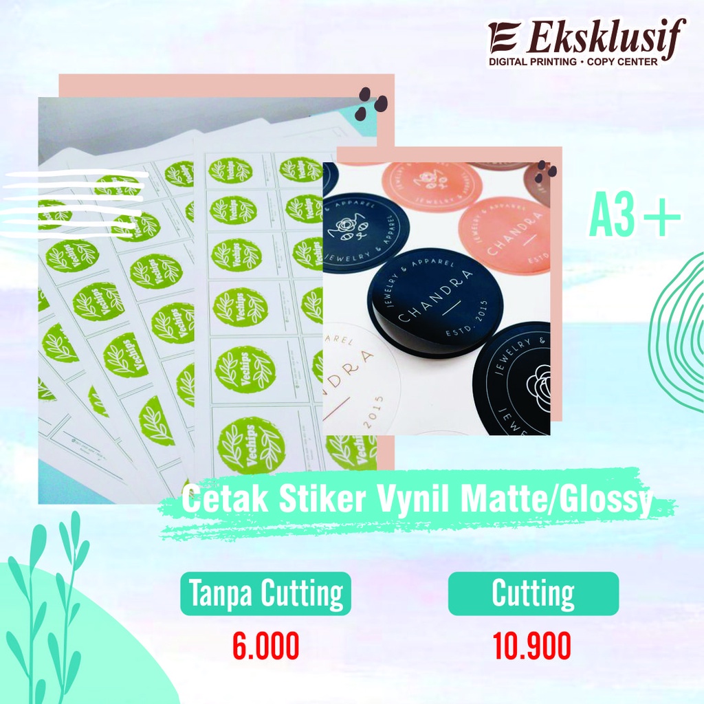 Jual STIKER LABEL CUSTOM VINYL A3+ FULLCOLOR (PROMO) / CUTTING DAN ...