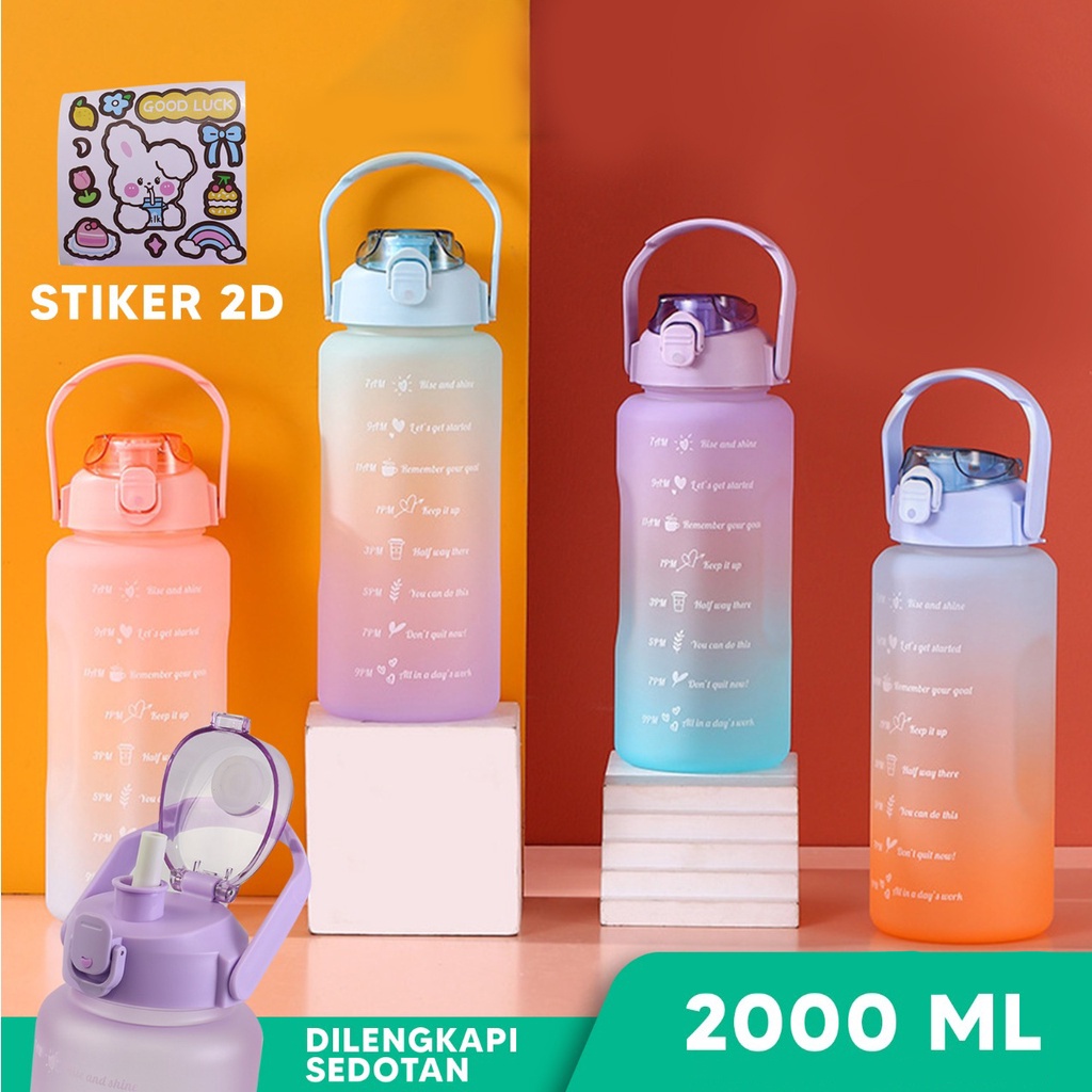 Jual Botol Minum 2000ml free Stiker Botol Viral Botol Tumblr Air Tanda ...