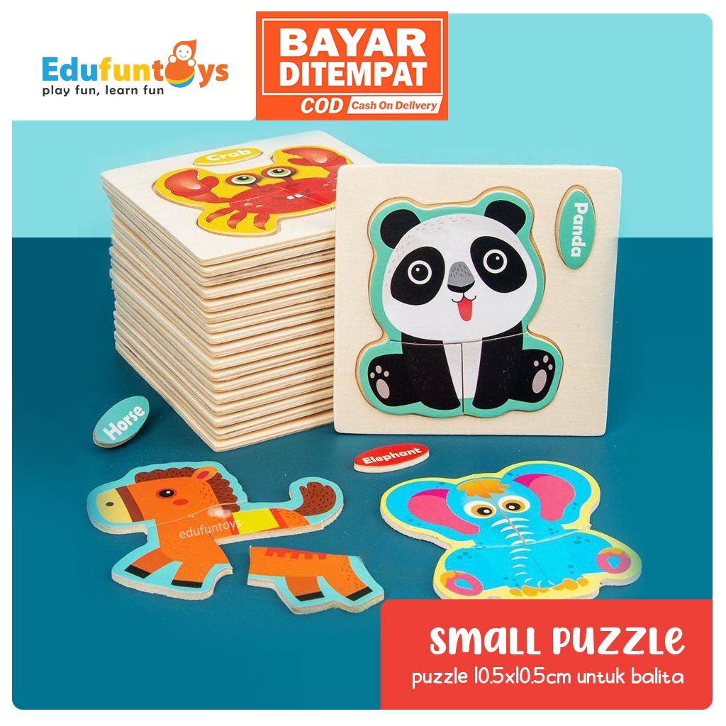 Jual Mainan puzzle kayu 3d SMALL PUZZLE timbul puzzle kayu binatang dan ...