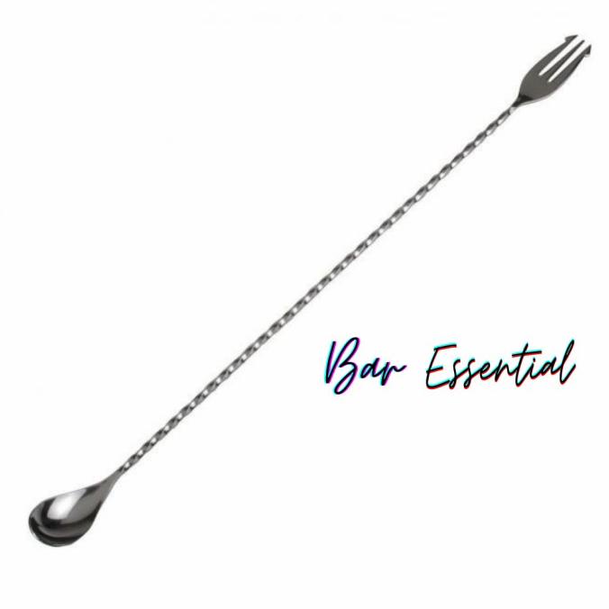 Jual trident long bar spoon 40 cm black / long bar spoon fork black 40 ...