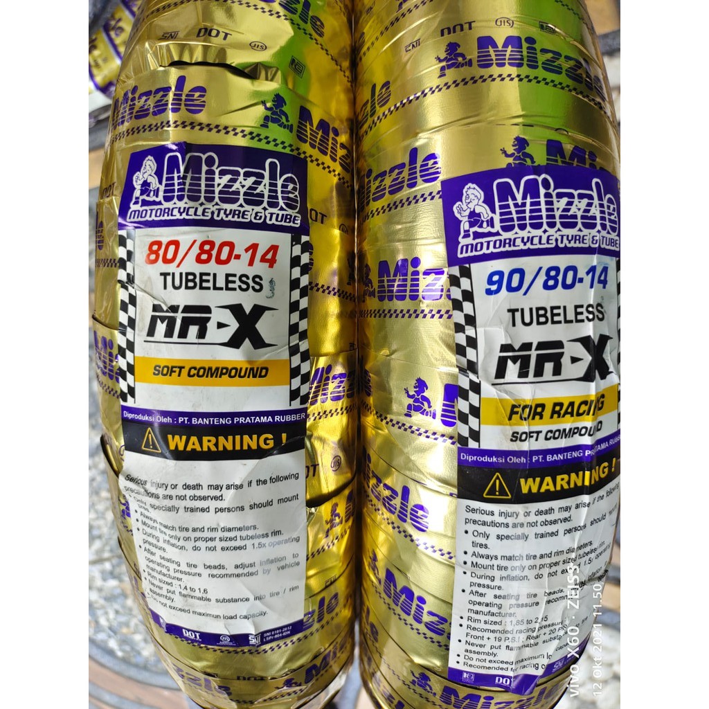 Jual Paket Ban Matic Tubeless Soft Compound Mizzle MR X 80/80-14 & 90/ ...