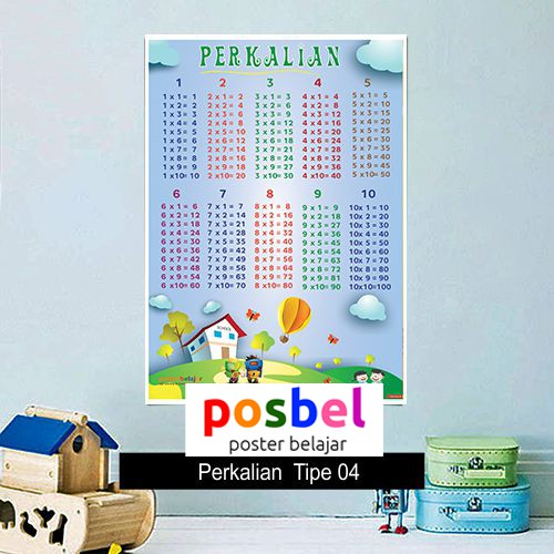 Jual POSBEL Perkalian Tipe 04 Poster Pendidikan Mainan Edukasi Edukatif ...