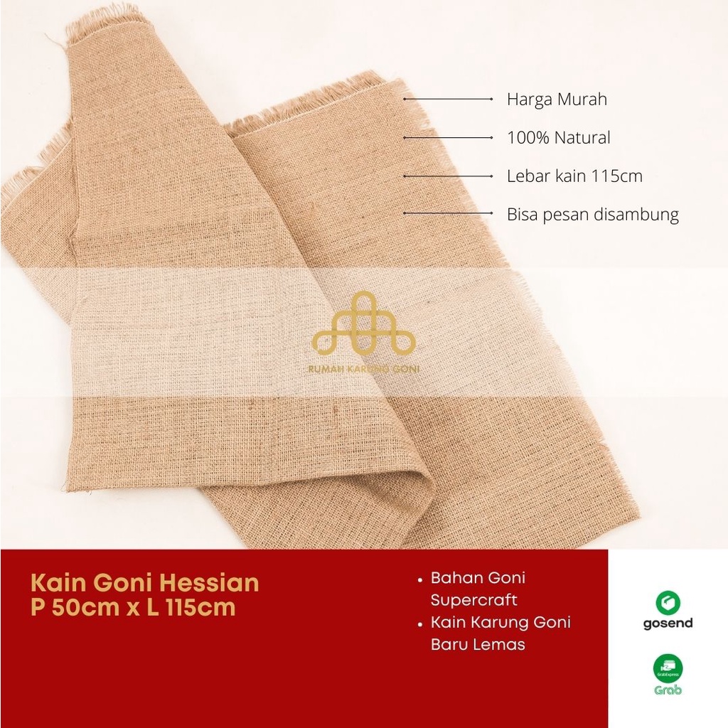 Jual Kain Goni Hessian P 50cm x L 115cm - Bahan Goni Supercraft - Kain ...