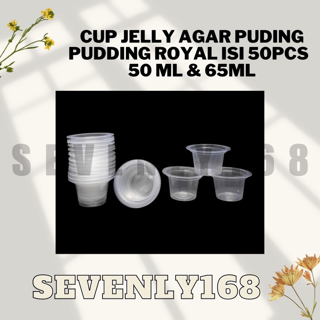 Jual Cup jelly agar puding pudding royal isi 50pcs / gelas plastik ice cream puding 50 ml & 65ml ...