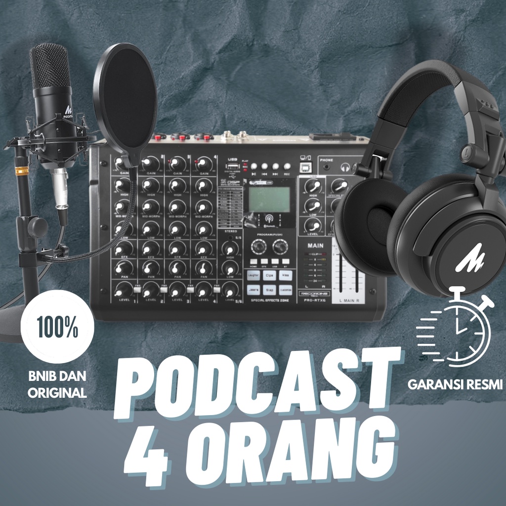 Jual Paket Podcast Recording 4 Orang Mixer Recording Tech Pro RTX6 Mic ...