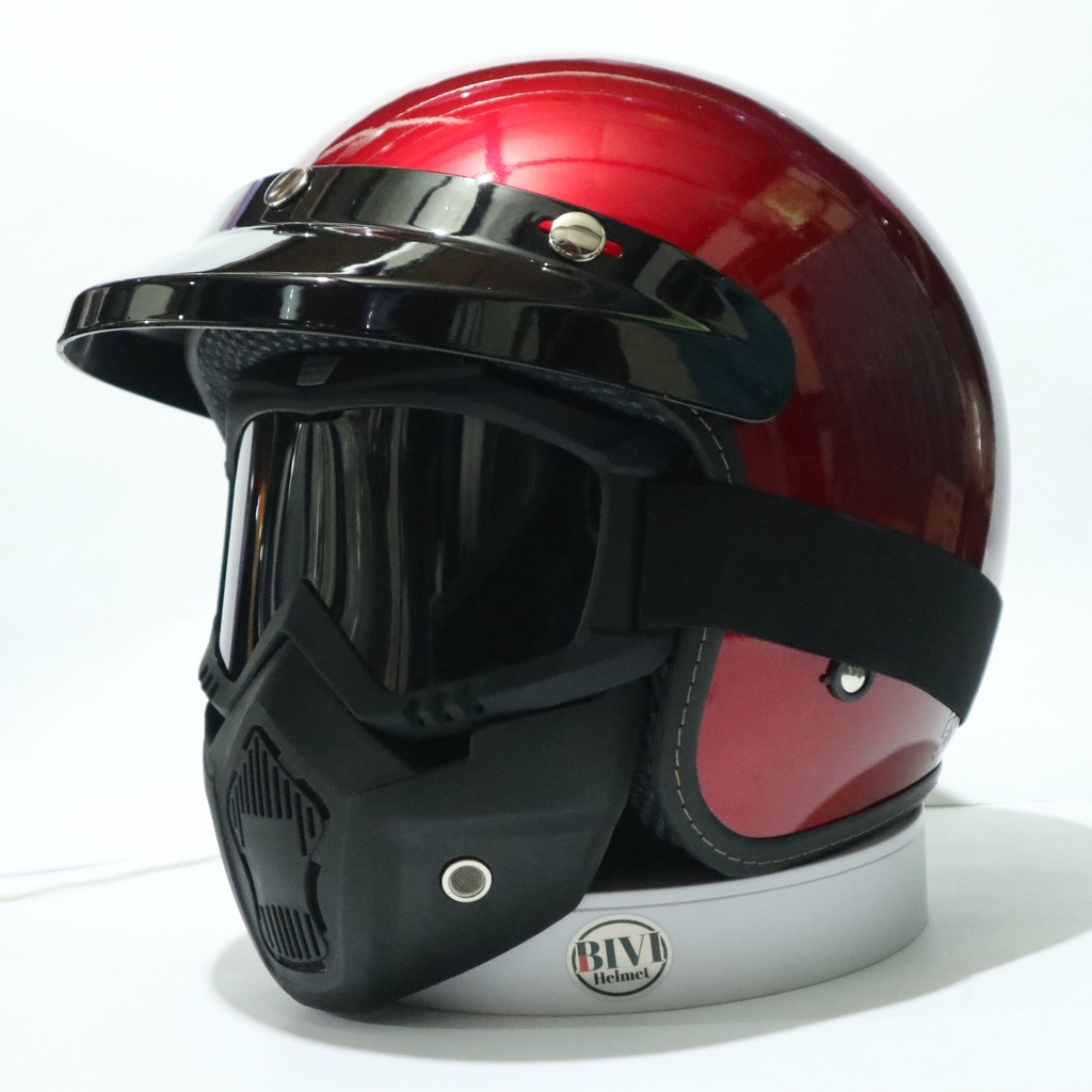 Jual Helm BOGO RETRO dewasa SNI google mask topeng paket touringtis ...