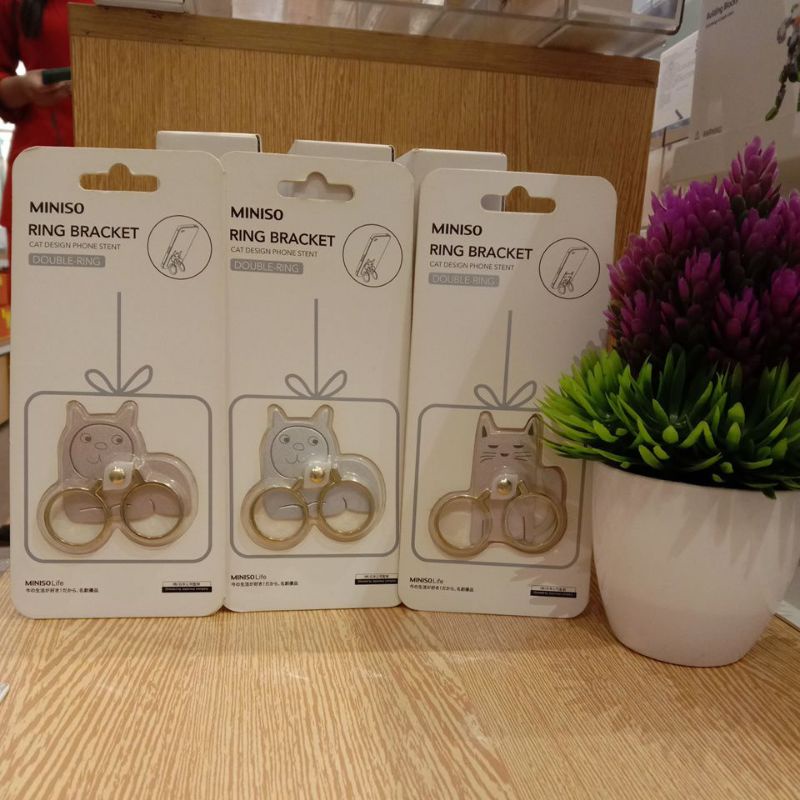 Jual MINISO DOUBLE RING BRACKET CAT/ RING HP KUCING | Shopee Indonesia
