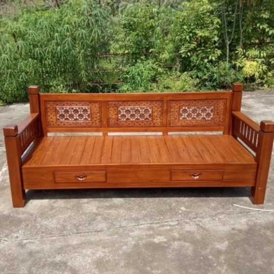 Jual Kursi Bangku Bale Bale Seribu Bunga Natural Kayu Jati Jepara ...