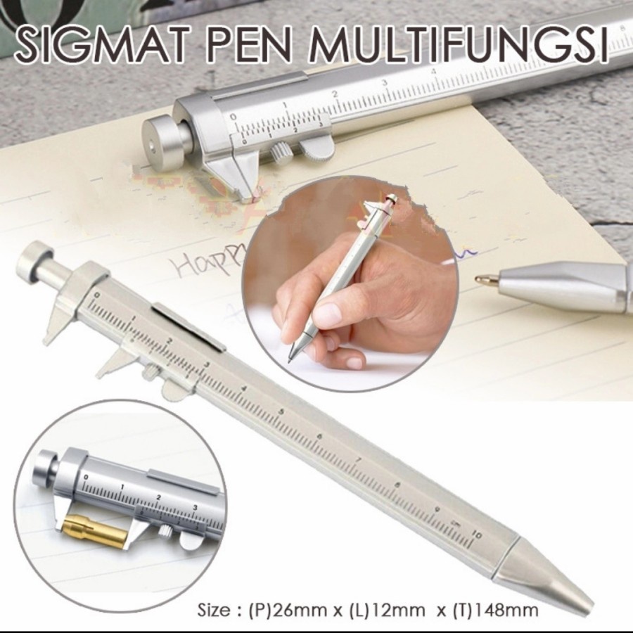 Jual Sigmat Ballpoint Multifungsi - Sketmat Jangka Sorong Pulpen 2 in 1 ...