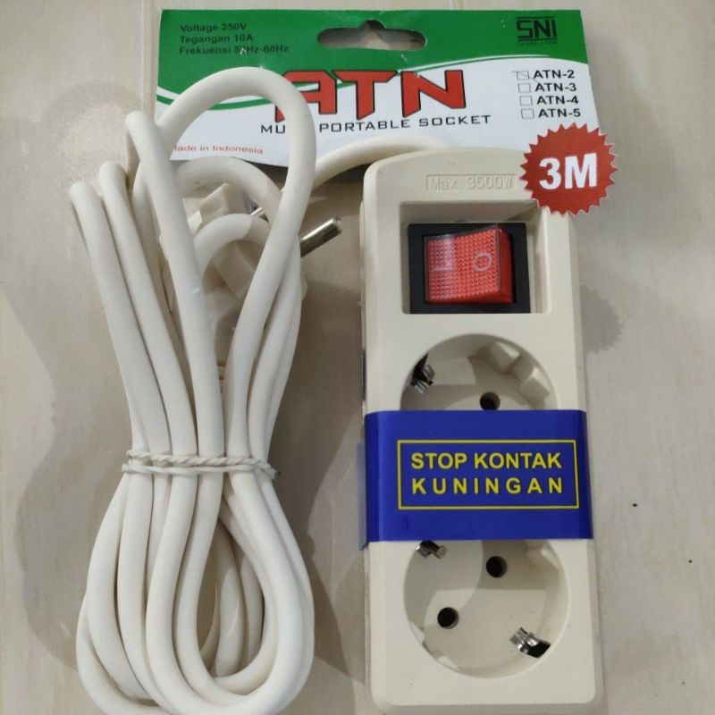 Jual Stop kontak kabel 2 lubang 3 meter + saklar on off siap pakai ...