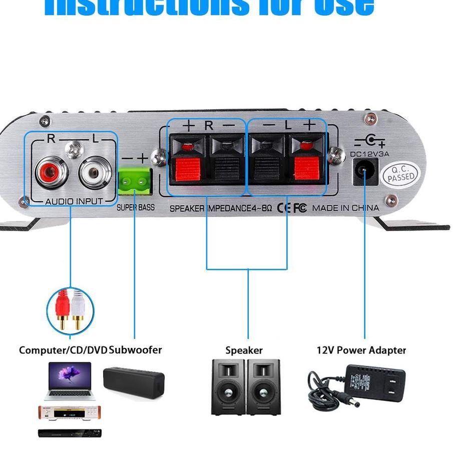 Jual 109DEH Power Amplifier LVPIN Mini HiFi Stereo Ampli Treble Bass ...
