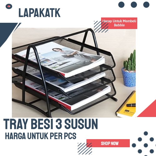 Jual V TEC Rak besi 3 SUSUN / dokumen Kertas besi 3 susun / Tray besi 3 ...