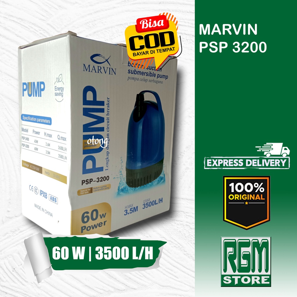 Jual MARVIN PSP3200 psp 3200 pompa celup aquarium kolam ikan hidroponik ...