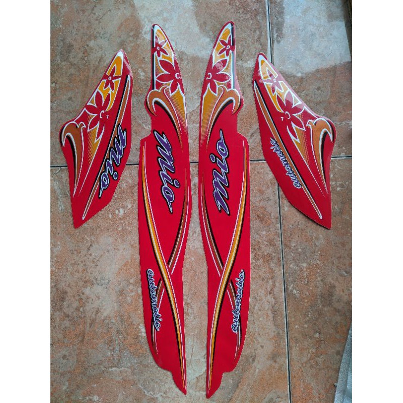 Jual striping stiker sticker Mio sporty motif bunga warna merah cabe ...