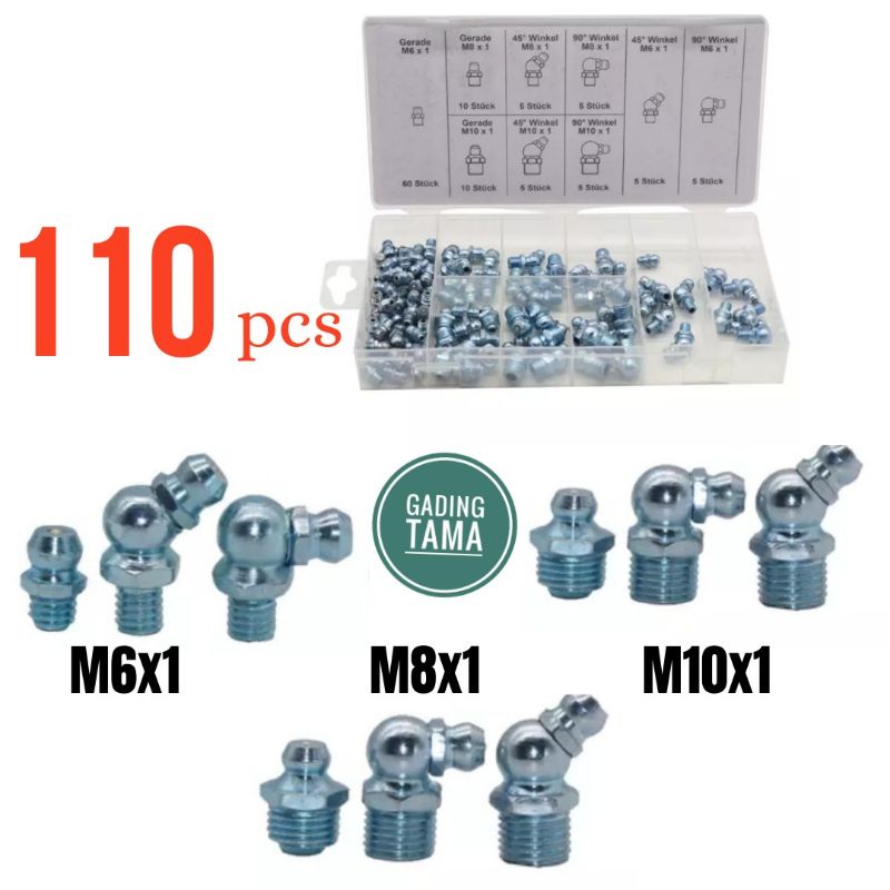 Jual Grease Nipple Napple Grease 110 pcs Ukuran M6 M8 M10 | Shopee ...