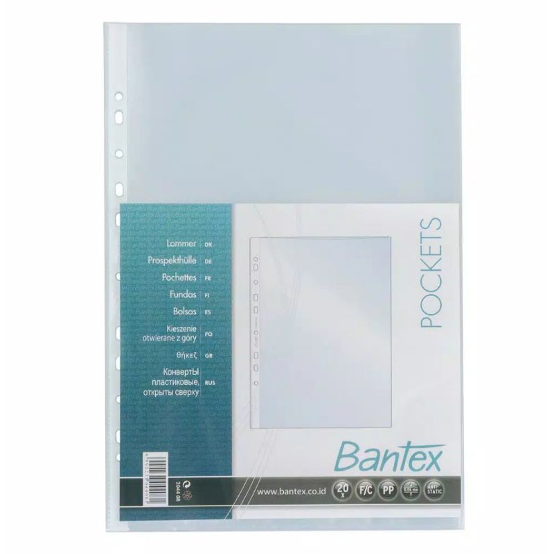 Jual Plastik PP Pocket F4 Folio BANTEX 0,06 mm Clear Antiglare/Sheet ...