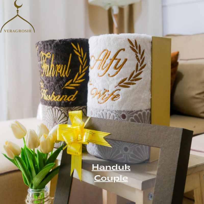 Jual Handuk Couple Wedding Design Handuk Bordir Nama Handuk seserahan ...