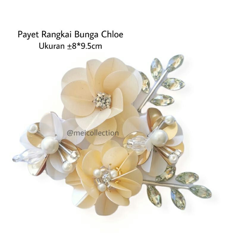 Jual Payet Rangkai Bunga 3d Apbr Chloe Camel Doff Gold Aplikasi Kebaya