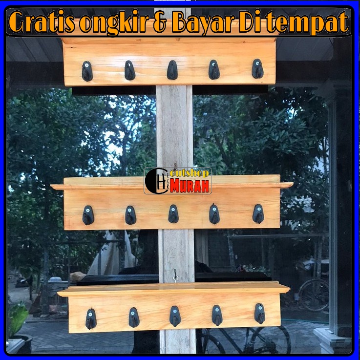 Jual KAPSTOK RAK GANTUNGAN BAJU KAYU MOTIF NATURAL / KAPSTOK KAYU CLEAR ...