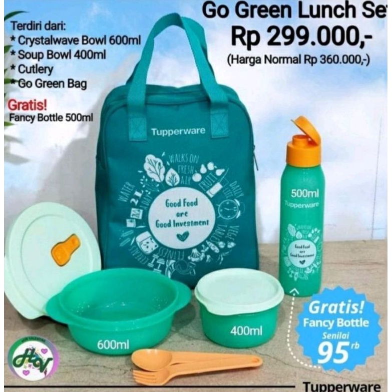 Jual GO GREEN LUNCH SET / TEMPAT MAKAN WARNA HIJAU TUPPERWARE | Shopee Indonesia
