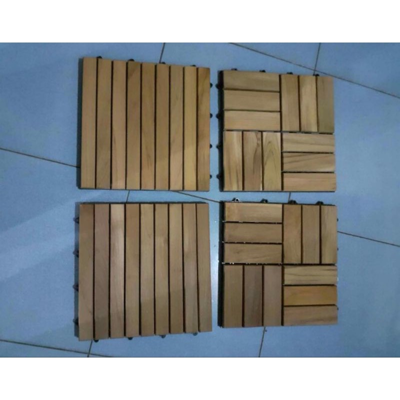 Jual Parquet lantai kayu Ubin lantai kayu Jati | Shopee Indonesia