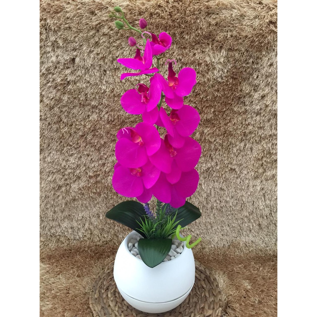 Jual Rangkaian bunga anggrek dan daun dg bahan latex terdiri dari 9 ...