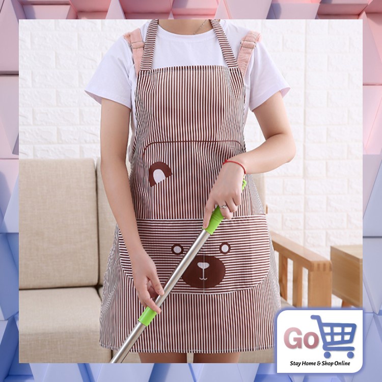 Jual Go - H456 Apron Bear Garis / Celemek Dapur Bear / Celemek Masak ...