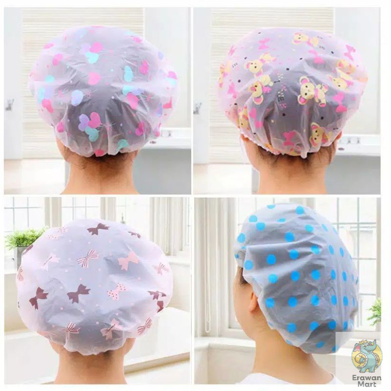 Jual 12 PCS SHOWER CAP KARAKTER TOPI MANDI LUCU PELINDUNG RAMBUT ...