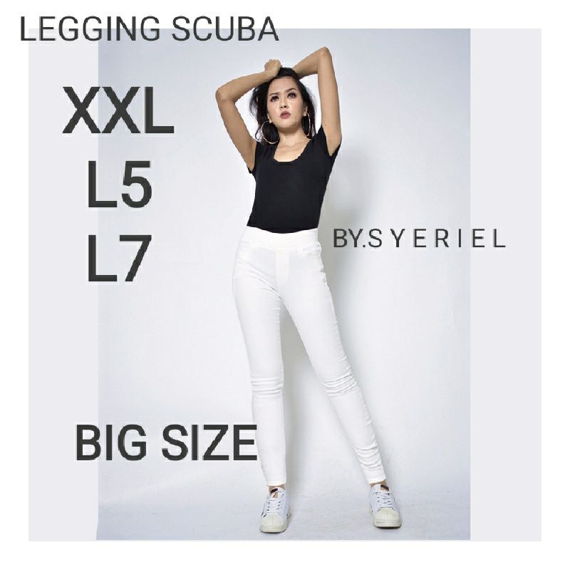 Jual LEGGING PUTIH SCUBA TEBAL UK STANDAR JUMBO SUPER JUMBO/CELANA ...