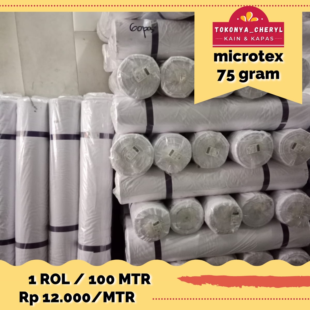 Jual Kain Seprei Katun Disperse / Microtex Putih 75 gram Murah - Lebar ...
