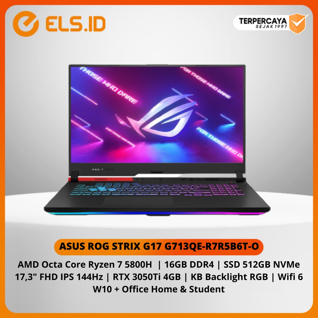 Jual Laptop Asus ROG Strix G17 ROG G713QE-R7R5B6T-O AMD Ryzen 7 5800H 16GB 512GB RTX 3050Ti 4GB ...