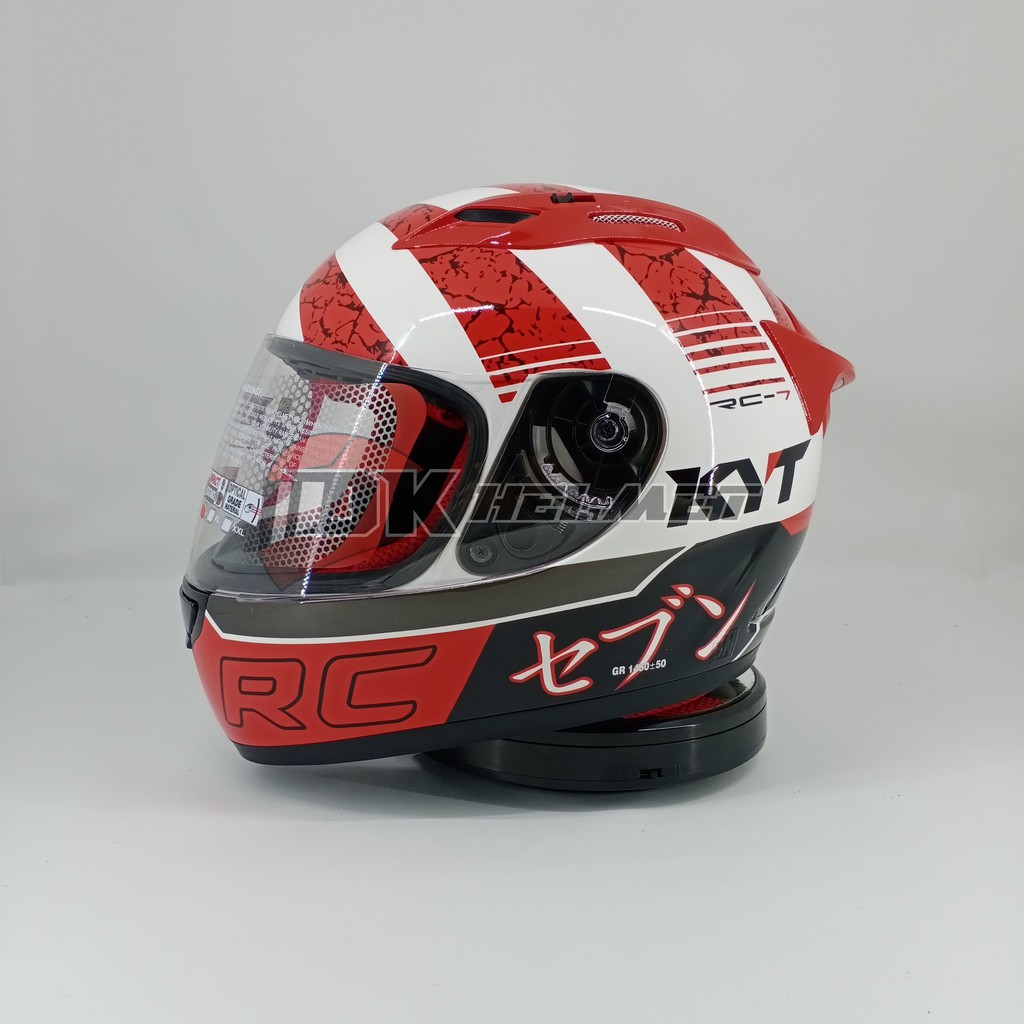 Jual Helm Full Face KYT RC7 Motif Seri 17 White Red Warna Merah Putih ...