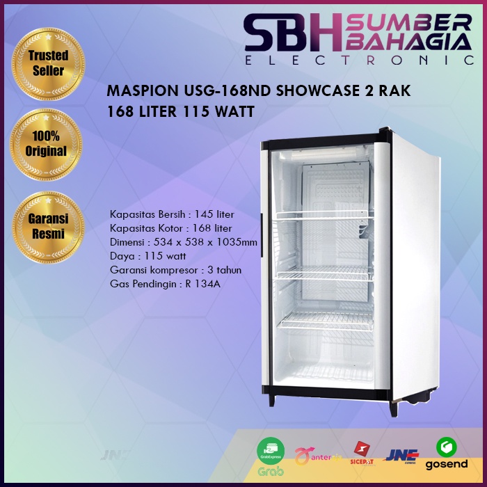 Jual MASPION USG-168ND SHOWCASE 3 RAK 168 LITER 115 WATT (NEW) | Shopee ...