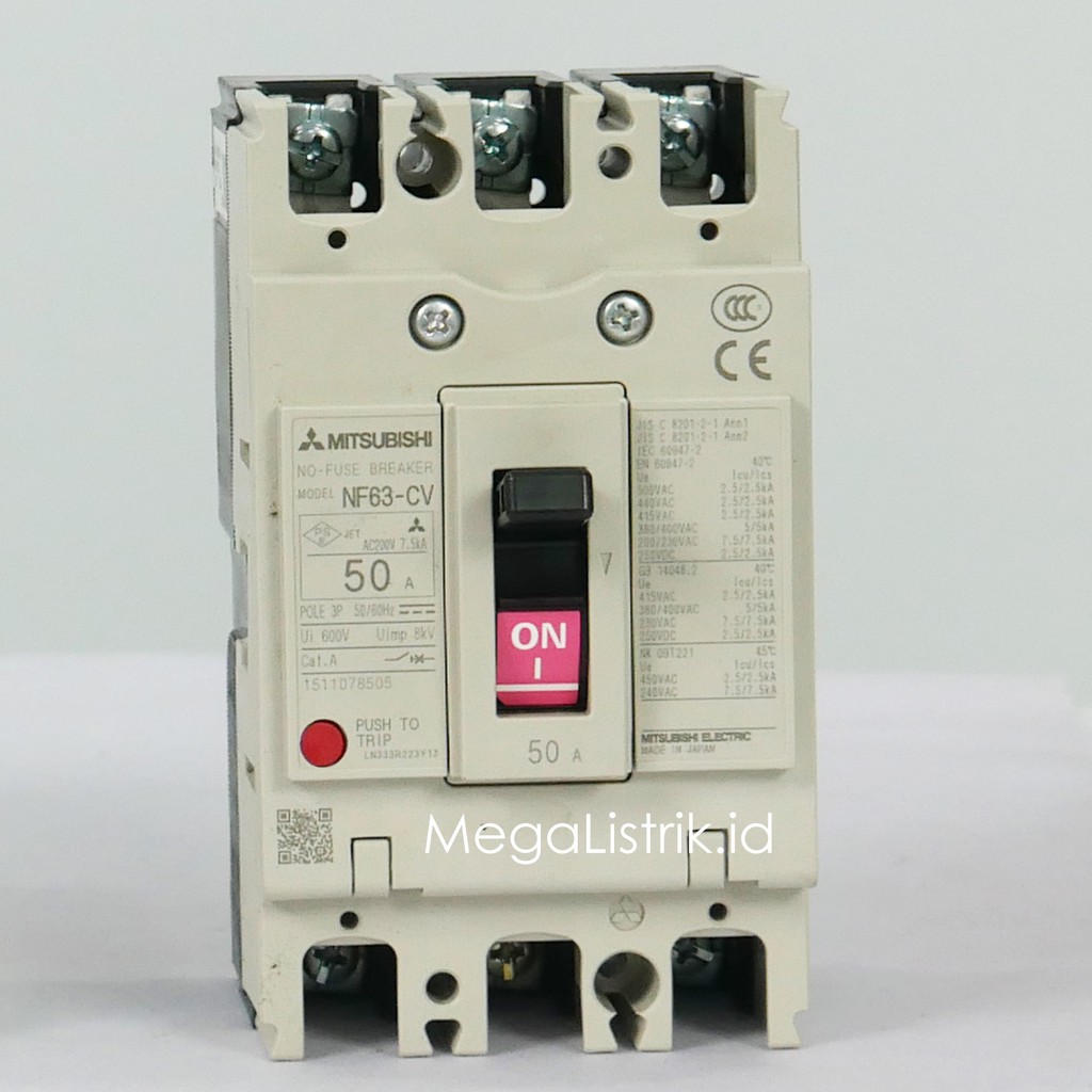 Jual MITSUBISHI NFB / MCCB / NO FUSE BREAKER NF63 CV 3P 50A | Shopee Indonesia