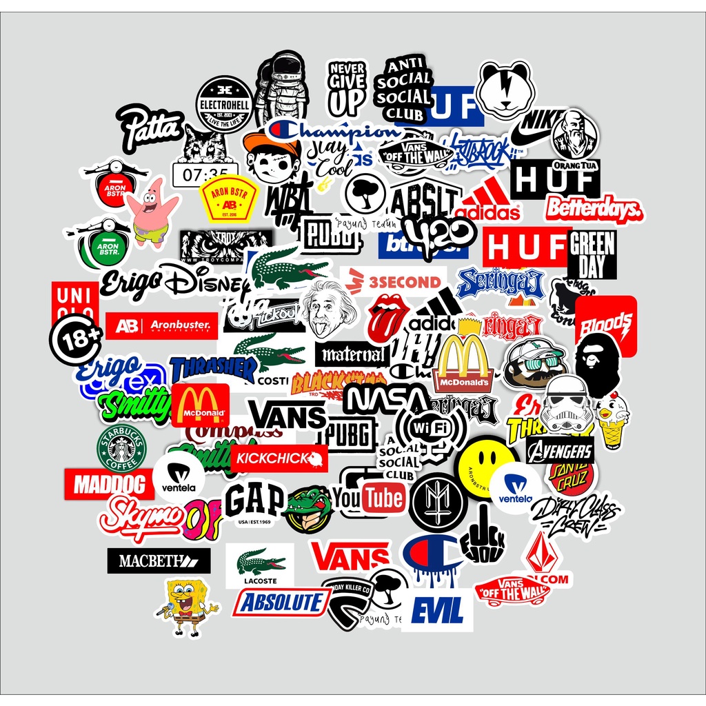 Jual UKURAN BESAR STANDAR ASLI 50 PCS Stiker brand paket distro case ...