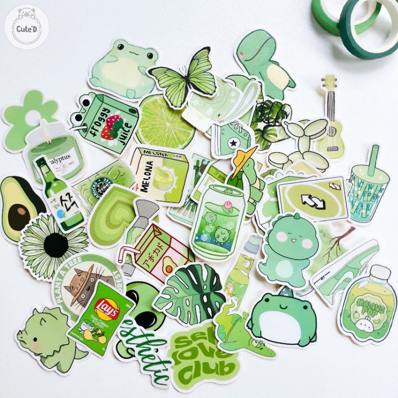 Jual 45+ Set Sticker Tumblr "GREEN"/ Tahan Air (Tinggal Tempel ...