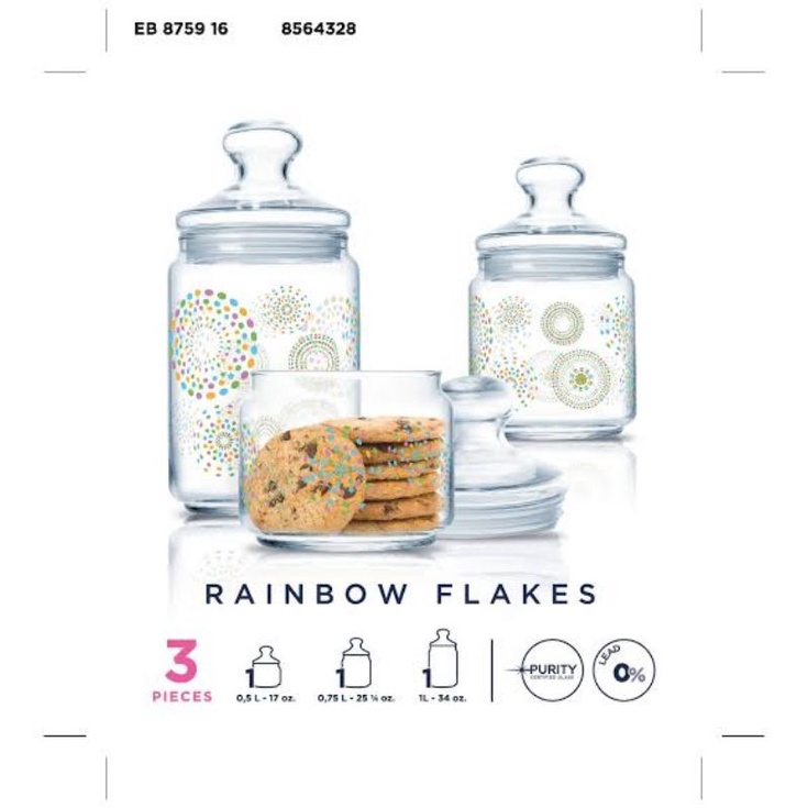 Jual Luminarc Toples Pot Club Rainbow Flake Set of 3 | Shopee Indonesia