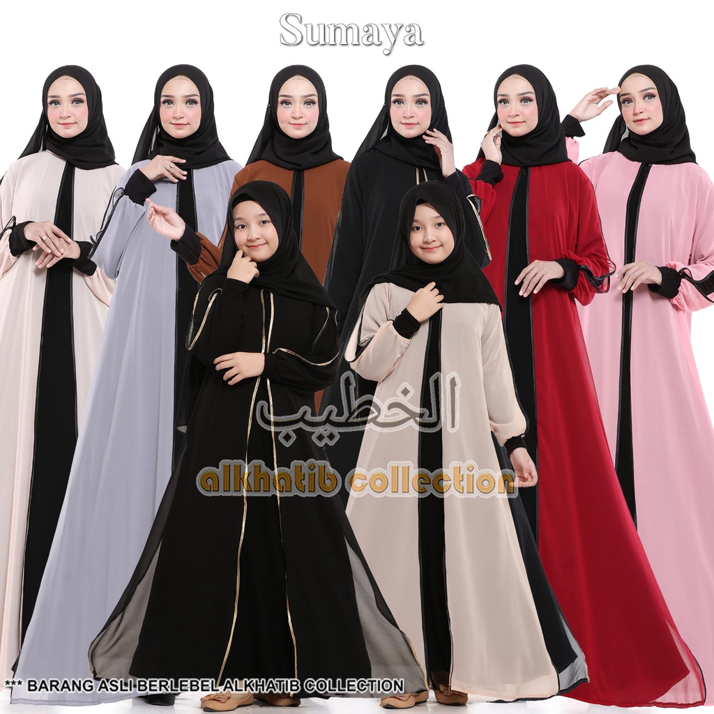 Jual ABAYA SUMAYA WARNA JETBLACK KOMBINASI SIFON ALKHATIB COLLECTION ...