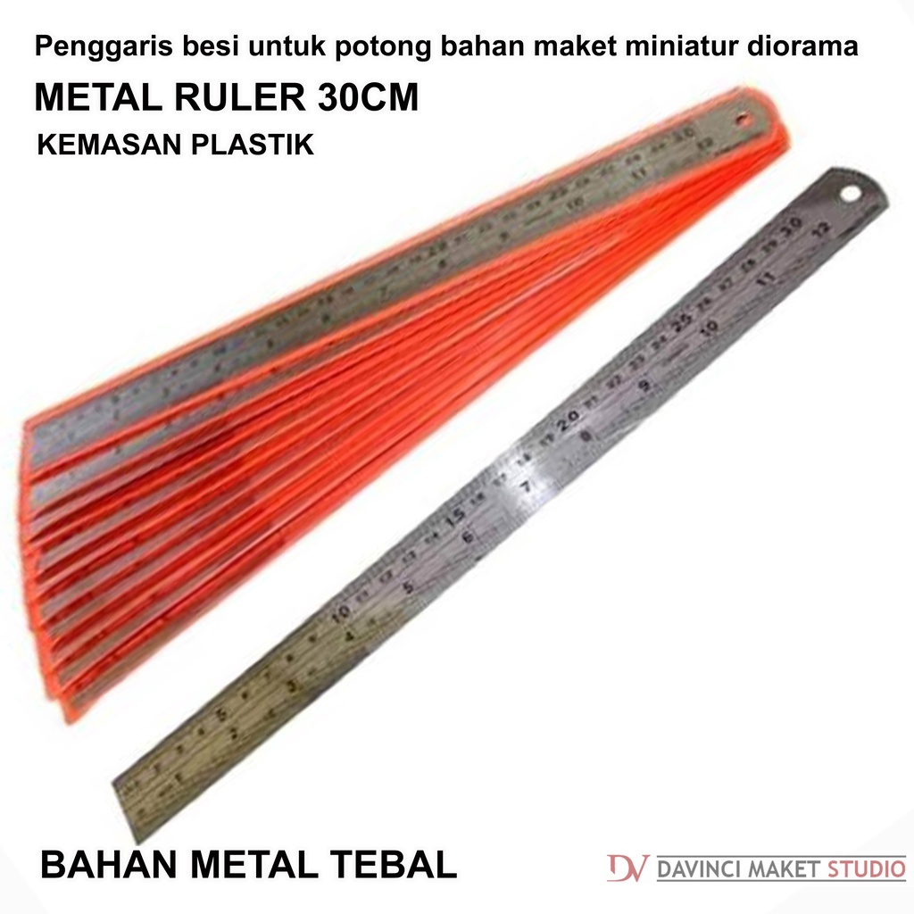 Jual Penggaris Besi 30cm Logam Alat Bantu Potong Maket Diorama - Iron ...